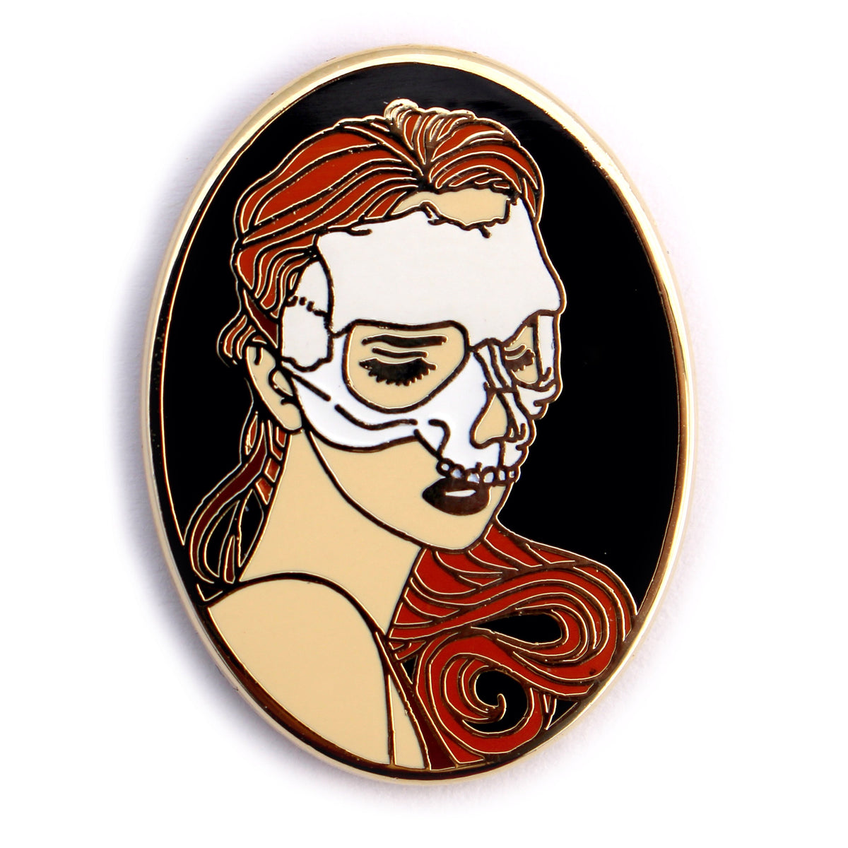 Skull Mask Girl hard enamel pin – AishaVoya Creations