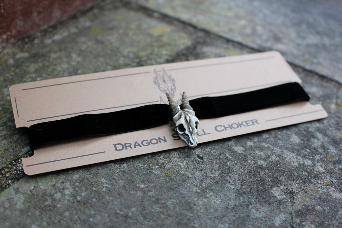 Handmade Resin Dragon Skull Choker Necklace – AishaVoya Creations