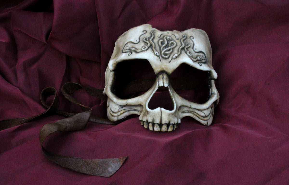 Handmade Resin Skull Mask - Carved Human Skull Mask – AishaVoya Creations