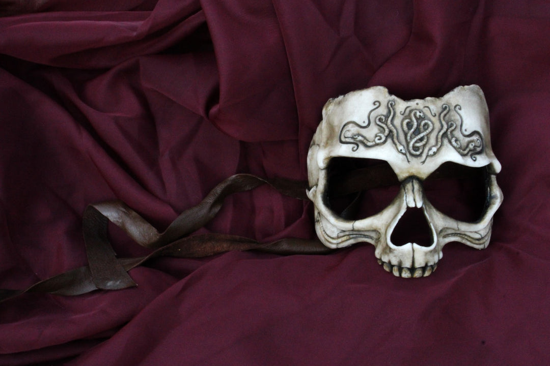 Handmade Resin Skull Mask - Carved Human Skull Mask – AishaVoya Creations